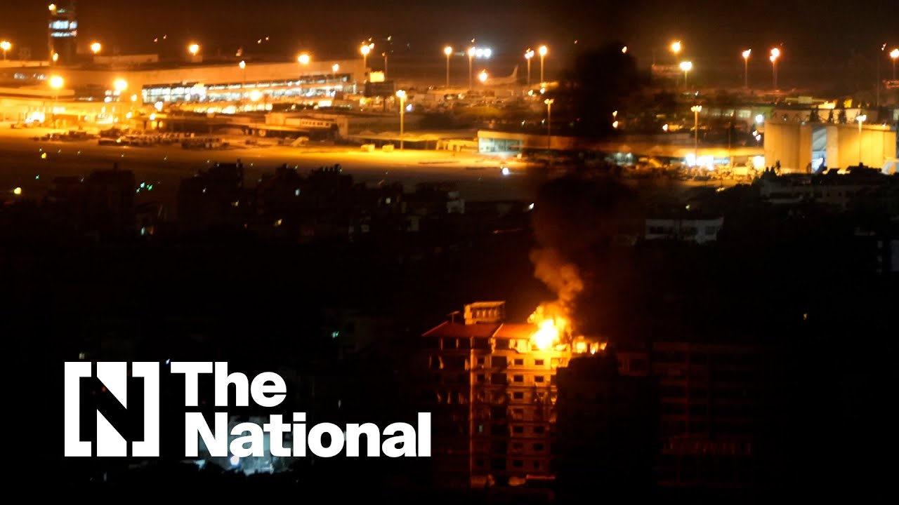 Huge explosions near Beirut airport moments after plane lands - YouTube