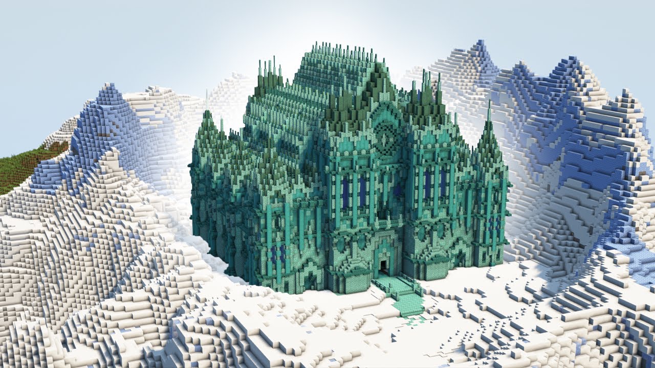Building a Minecraft 1.19 Cathedral using Prismarine and Warped Wood ...