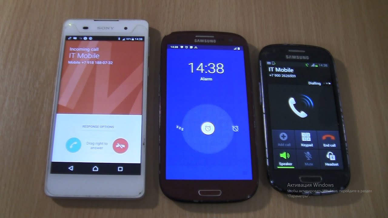 Incoming call & Outgoing call & alarms Sony Xperia E5+Samsung Galaxy S ...