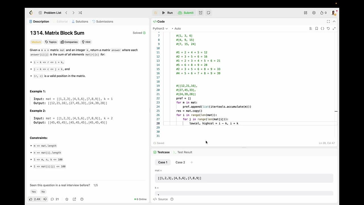 Matrix Block Sum - YouTube