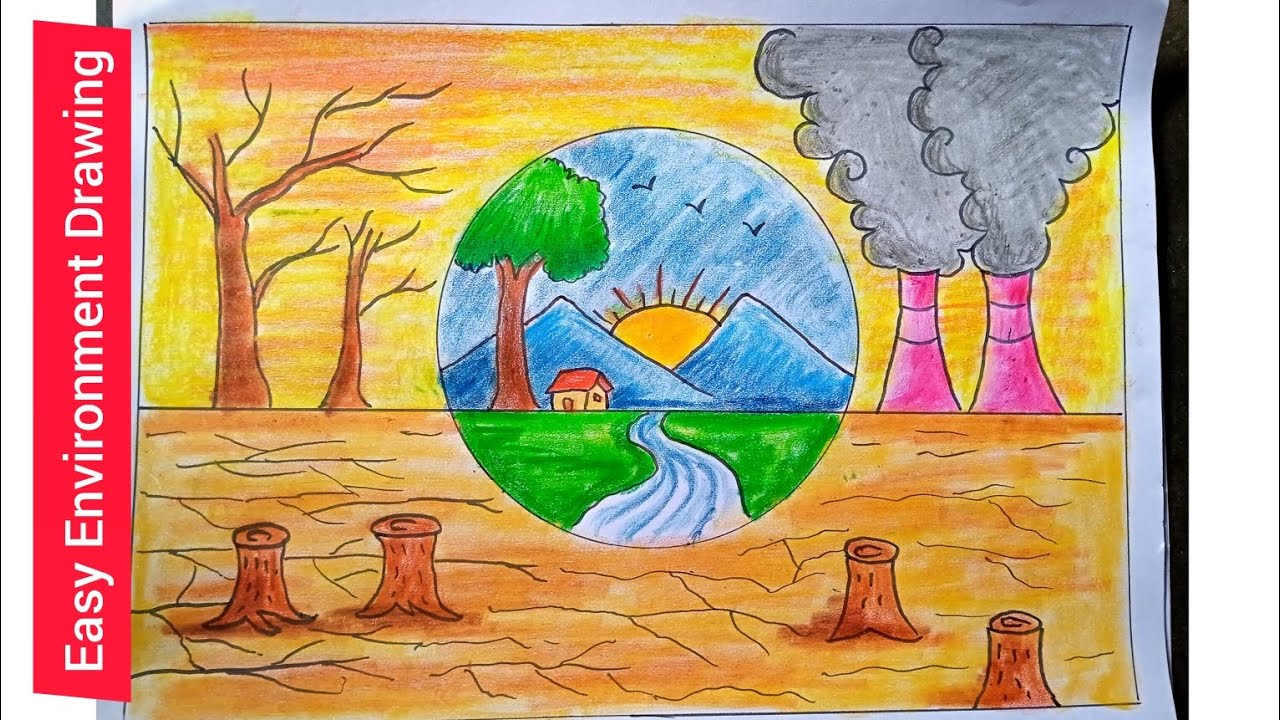 Easy World Environment Day Special Drawing🍀🌼 । Environment Day Drawing ...
