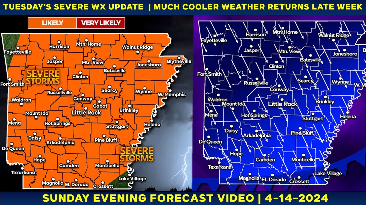 4/16/24 Severe Weather Update | MUCH Cooler Weather Late Week | Sunday ...