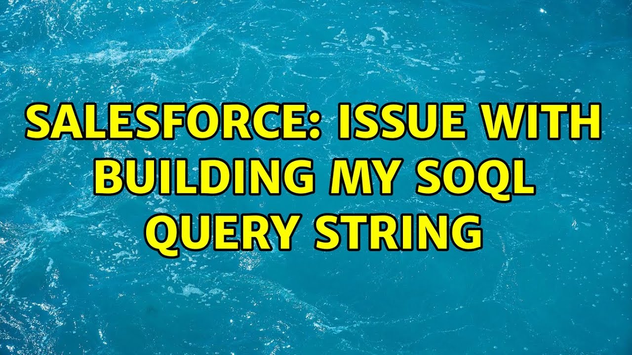 Salesforce Issue With Building My Soql Query String 2 Solutions