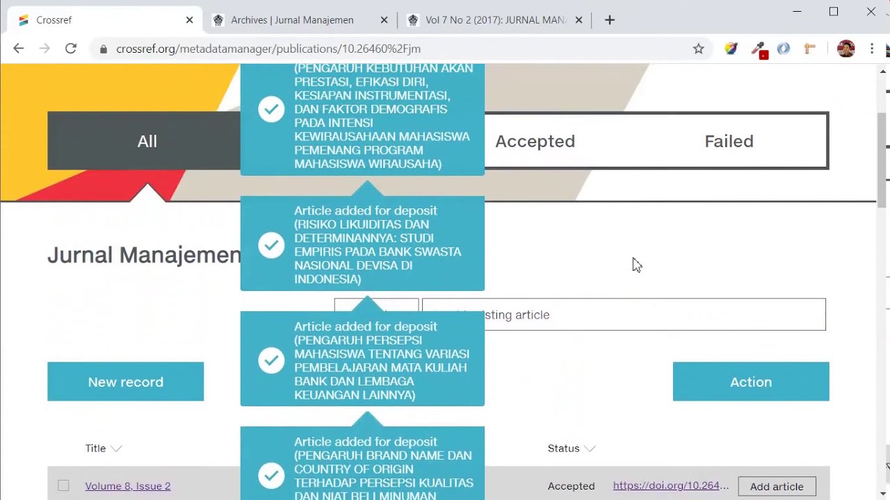 Deposit DOI Artikel dan Jurnal dengan Crossref Metadata Manager (Beta ...