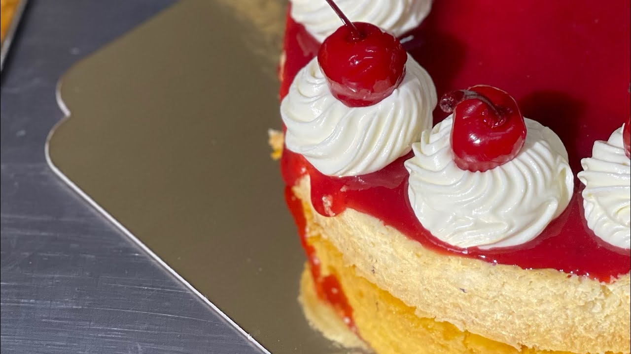 How to decorate a cheese cake | simple cherry cheesecake - YouTube
