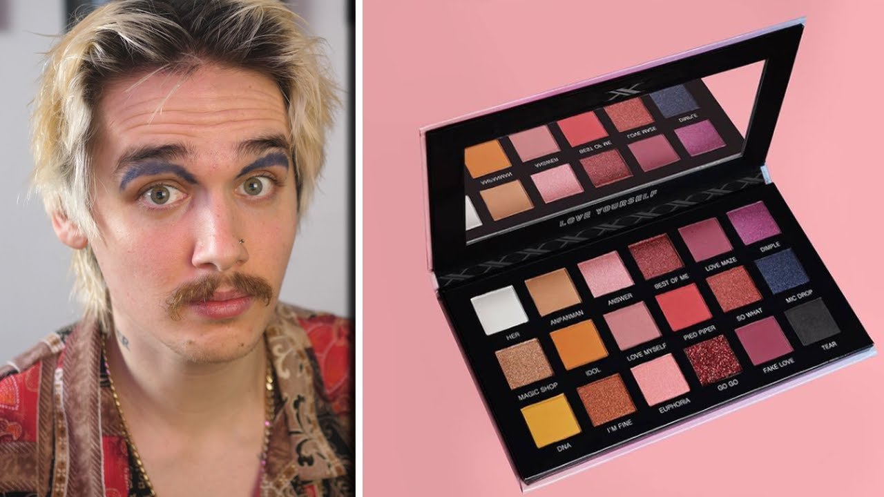 trying out the bts love yourself eye shadow palette - YouTube