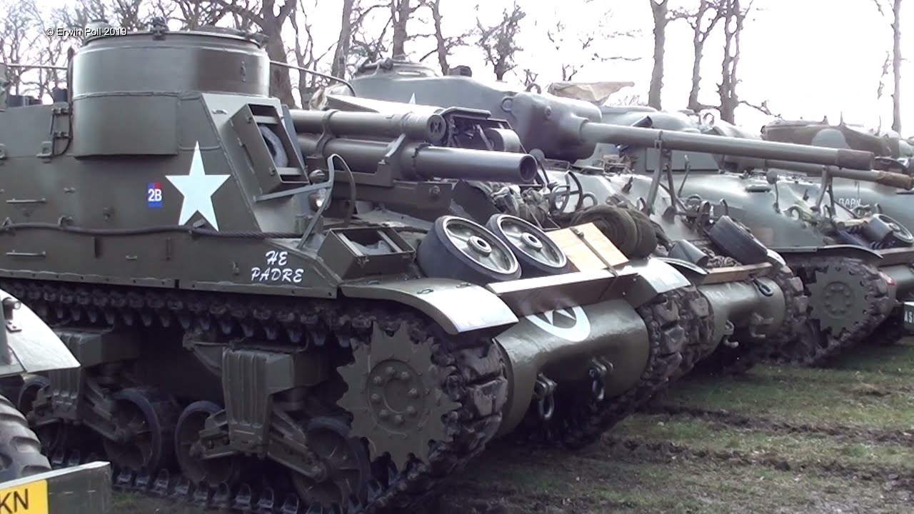 WW2 Konvooi Reenactment With M4 Sherman & M7 Priest Tanks at Delden ...