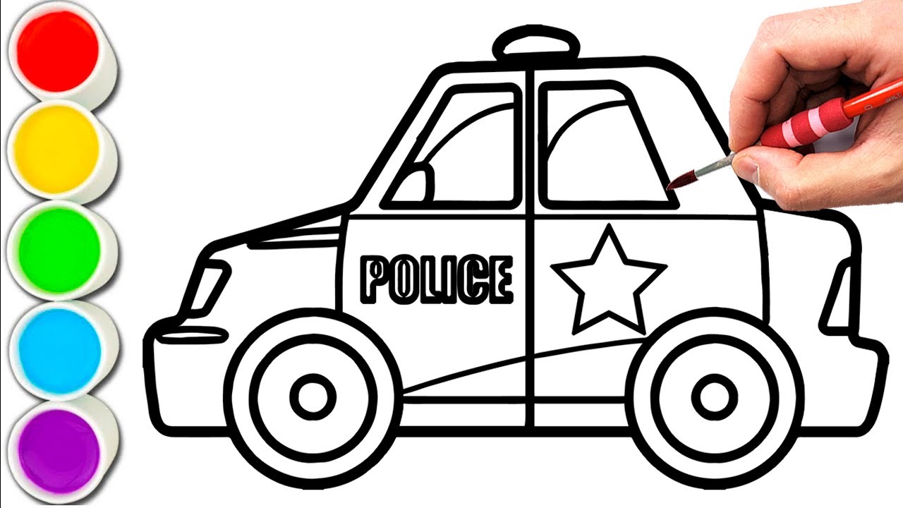 Police Car Drawing, Painting & Coloring For Kids and Toddlers_ Child ...