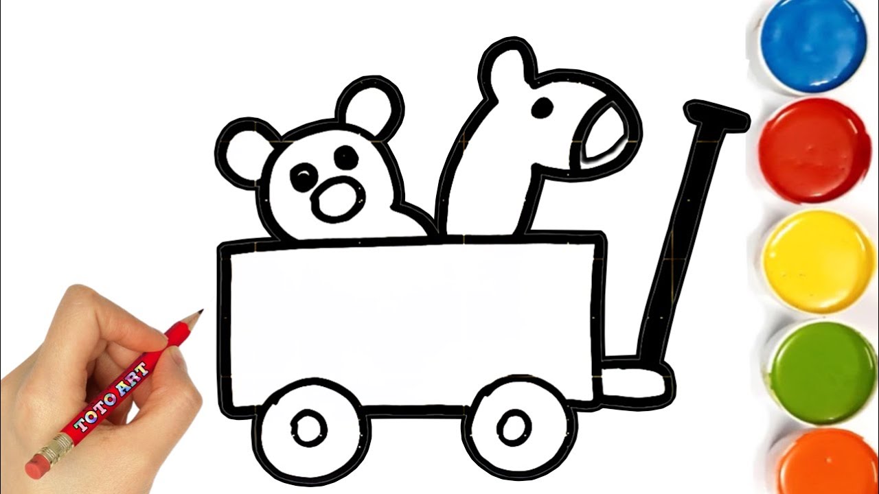 How to draw Cart of Toys -Colouring for Kids & Toddlers |Draw, Paint ...