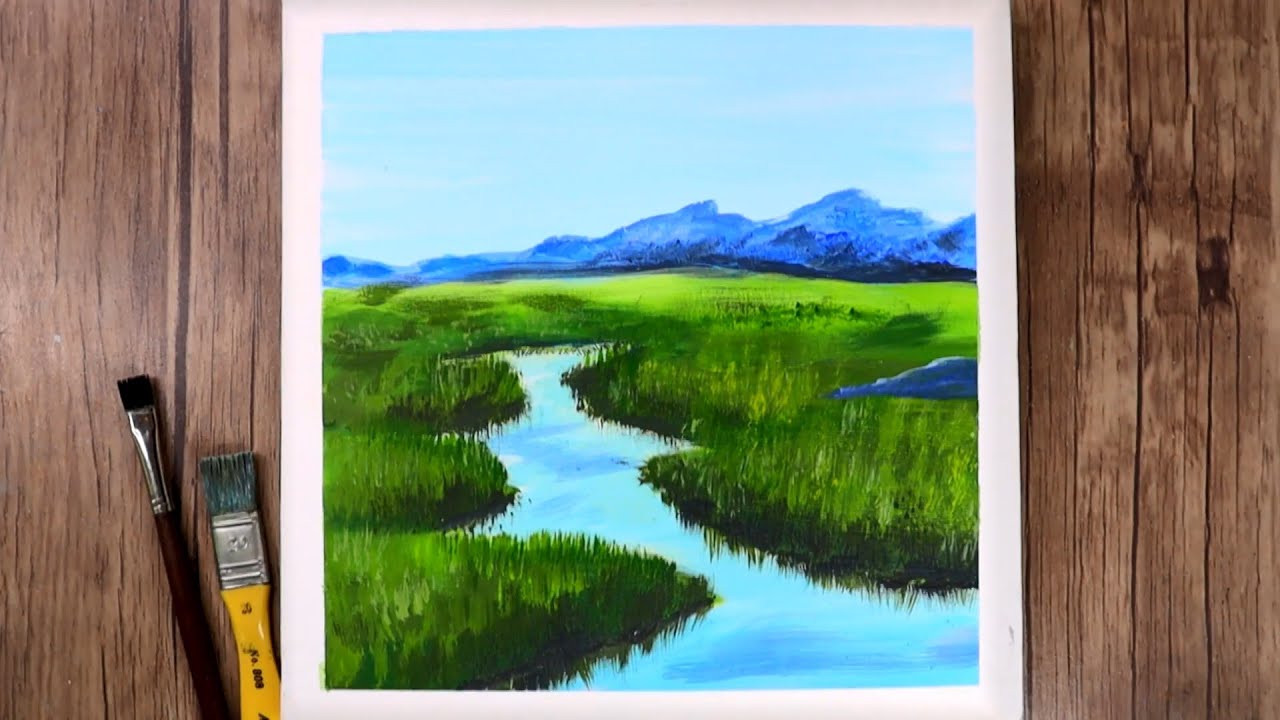 Simple Nature Acrylic Painting Step by Step | Easy Painting for ...