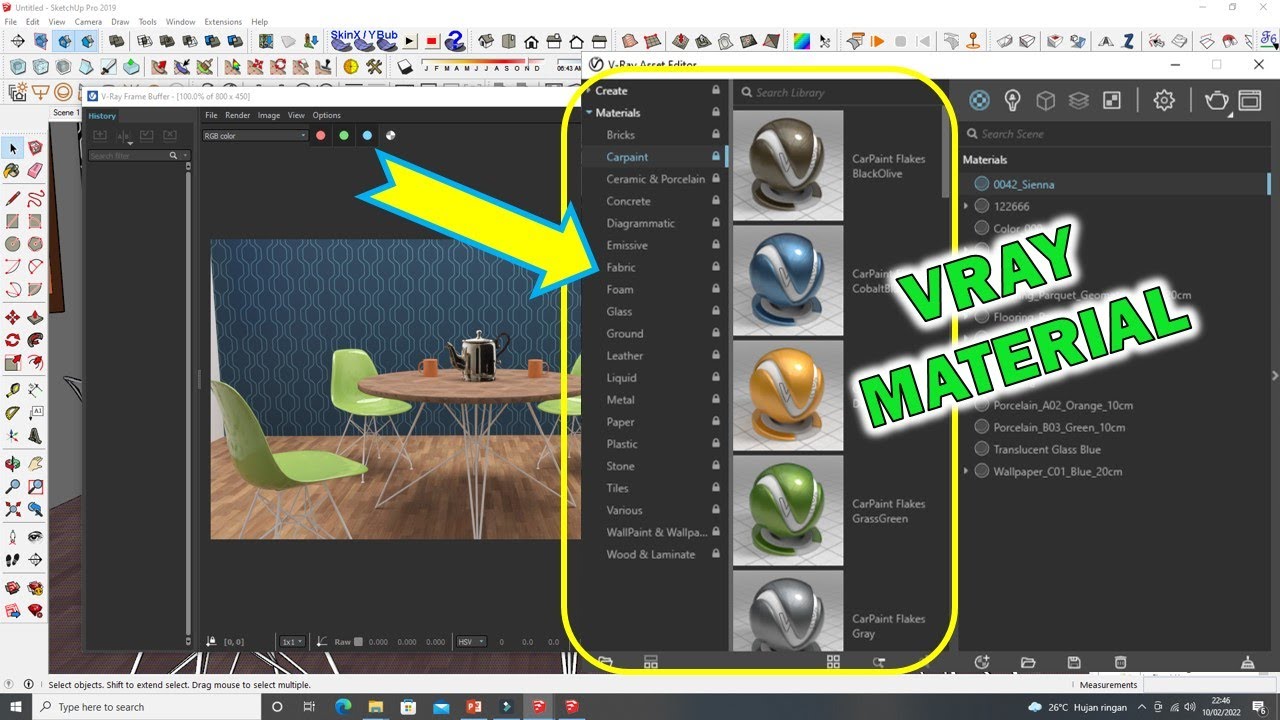 Cara menggunakan Material / Texture Bawaan Vray - YouTube