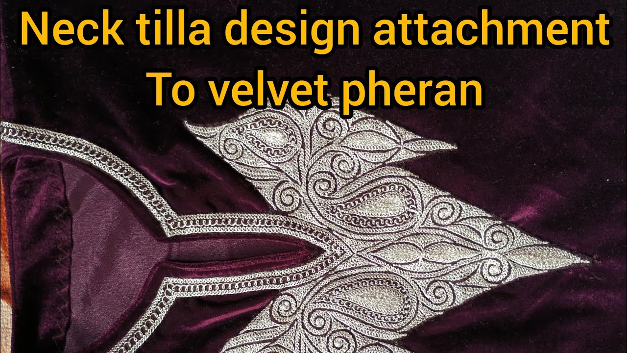 Neck tilla design attachment velvet Pheran|neck tilla design velvet ...