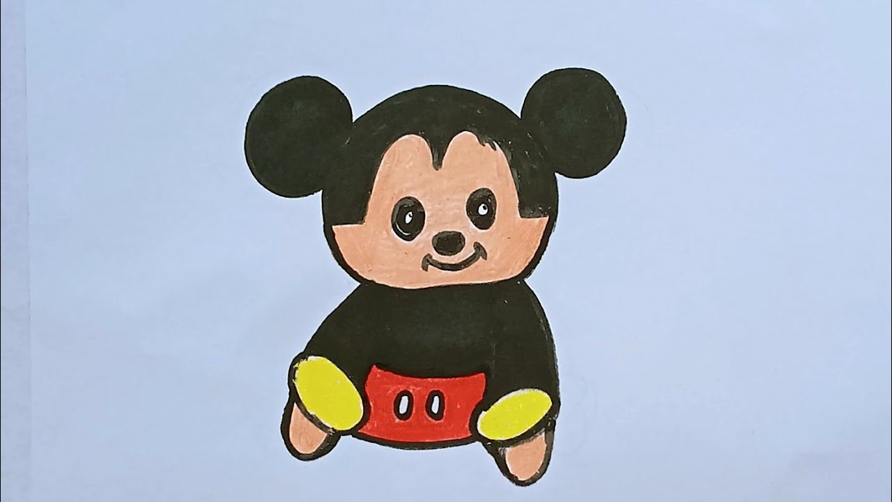 Cute Mickey Mouse: how to draw and colour//creative art for kids 🐭🐭🐭 ...