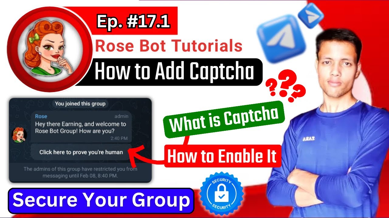 🔴 Ep 17.1 || How to Enable CAPTCHA in a Telegram Group Using Rose Bot ...