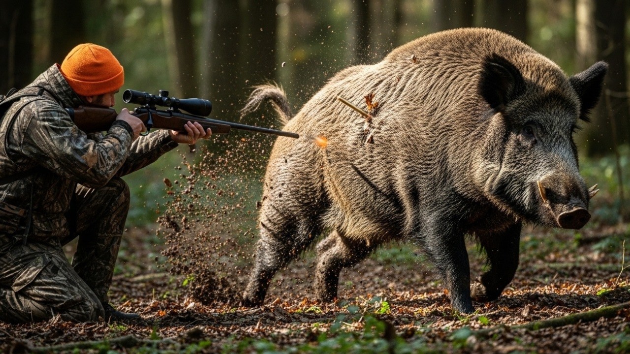 “495lb Monster Wild Boar Charges at Us from 10 Foot Away! (Insane Hog ...