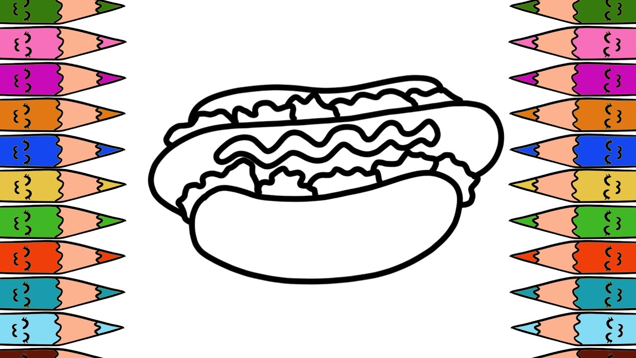 Yummy Hot Dog 🌭 How To Draw and Color Easy Hot Dog Step by Step For ...
