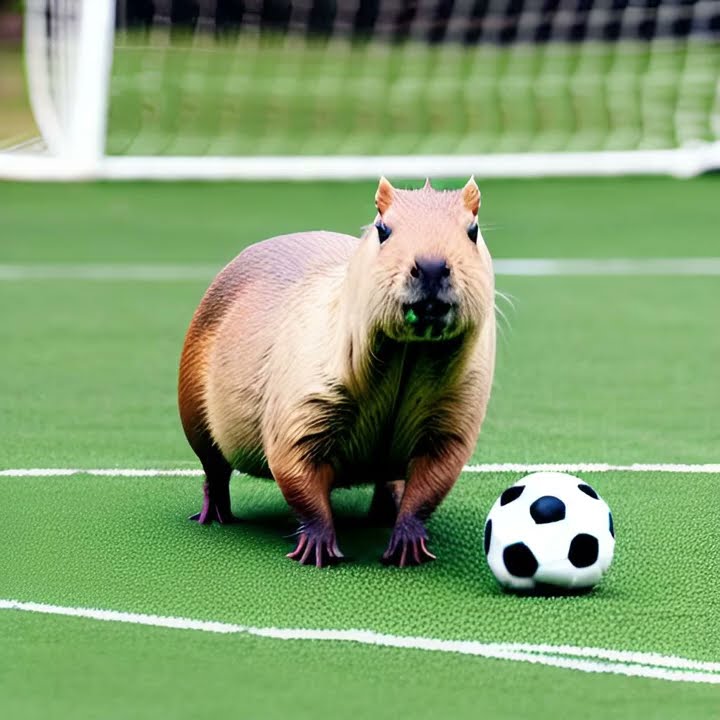 Ask ing an ai to make a Capybara playing soccer - YouTube