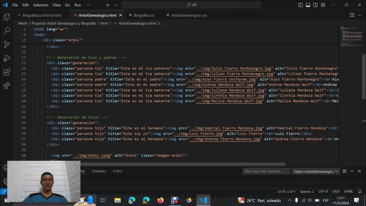 Proyecto Biografia y Arbol Genealogico html y CSS - YouTube
