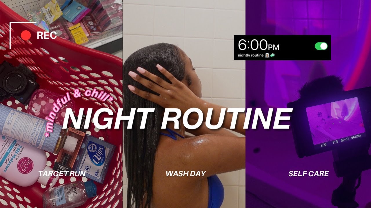 6PM night routine ⏰*school night edition* | hair wash day , self care ...