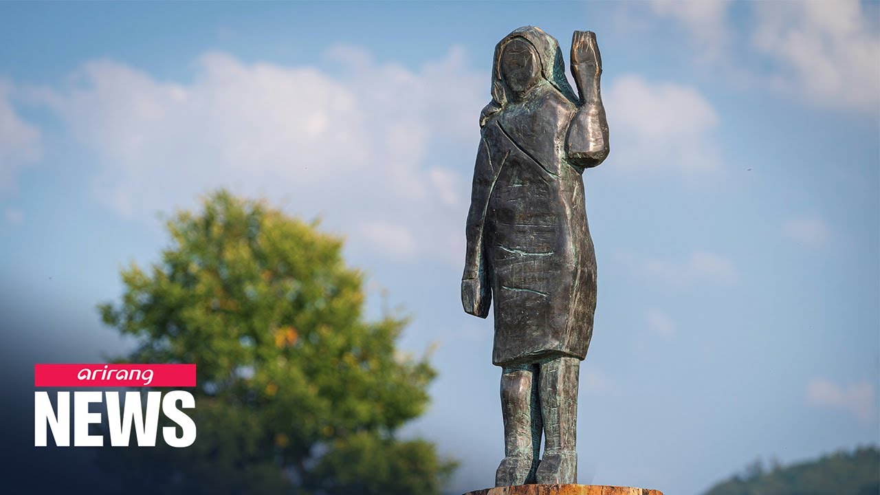 New bronze statue of Melania Trump unveiled in Slovenia - YouTube