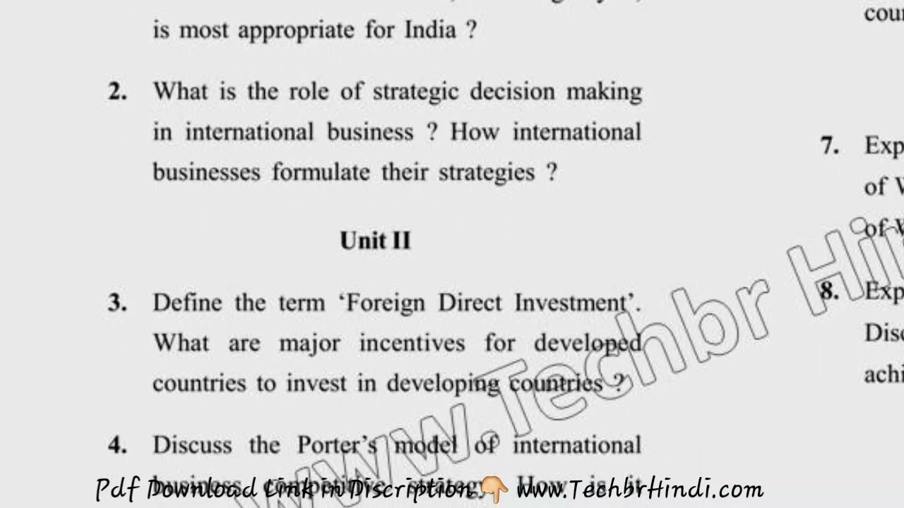 2019 MBA 2nd Sem International Business Question Paper - YouTube