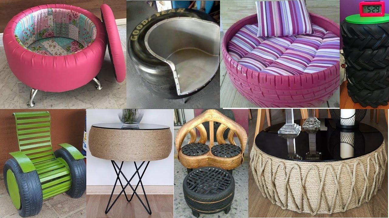 Recycled car tire furniture ideas - YouTube
