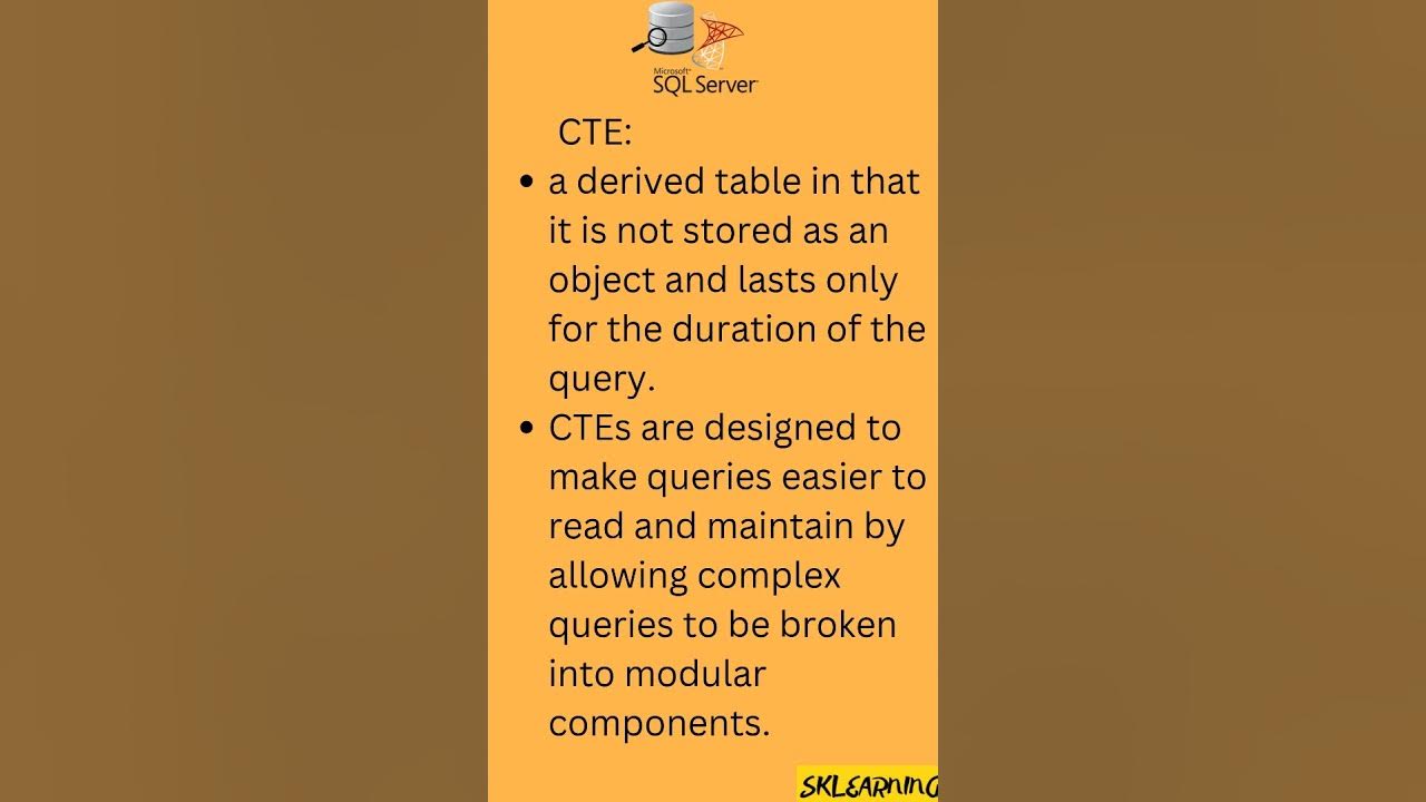 What is CTE in SQL? SQL SERVER - YouTube