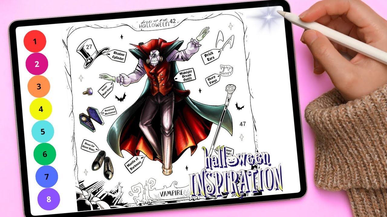 Dress up for Halloween. Vampire. Part 6. Coloring page by numbers ...