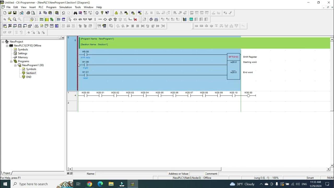 Omron CX programmer shift register #plc #programming - YouTube