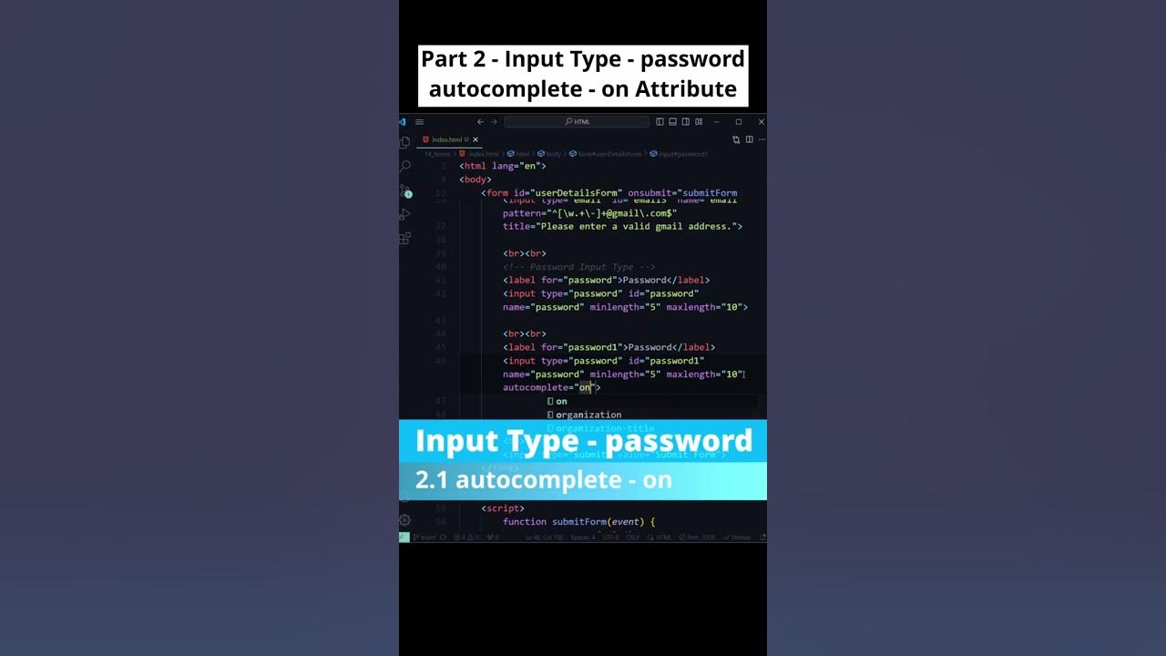 Stop Auto-Fill Hacks - Master HTML Input Type Password Autocomplete! #htmlform #codewithmayur ...