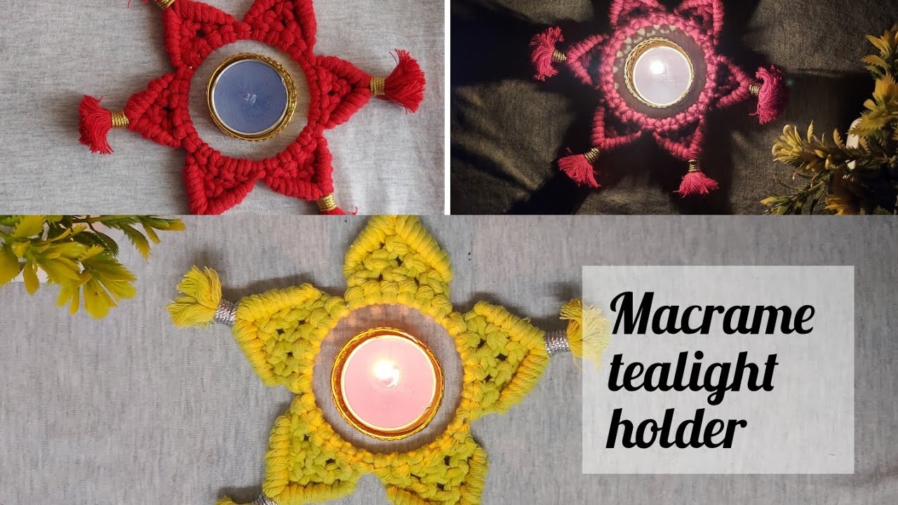 Macrame tea light holder tutorial | How to make macrame candle holder | DIY candle holder for ...