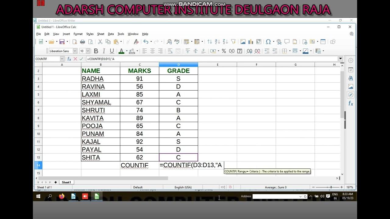 COUNTIF FORMULA-CALC - YouTube