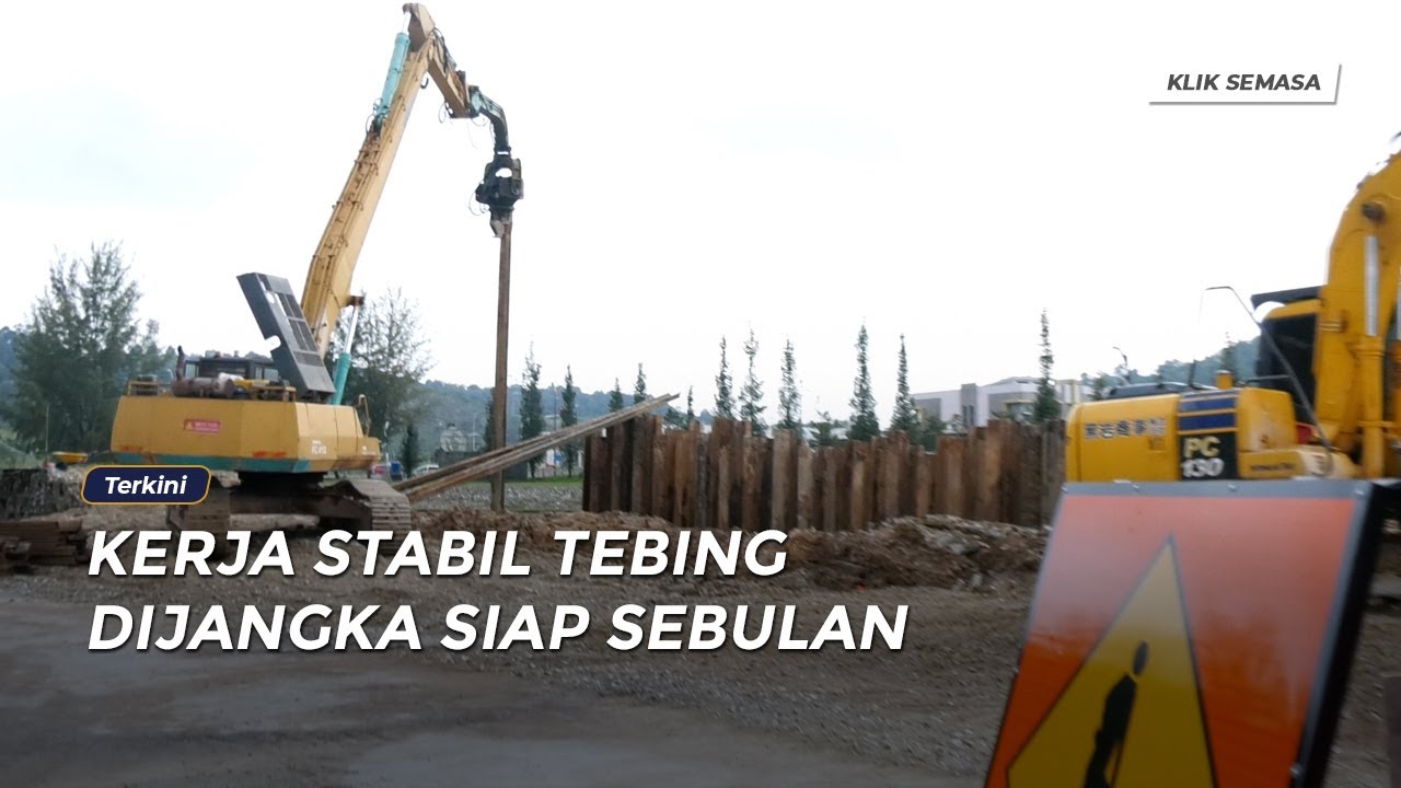 Kerja stabil tebing, tembok penahan dijangka siap sebulan - YouTube