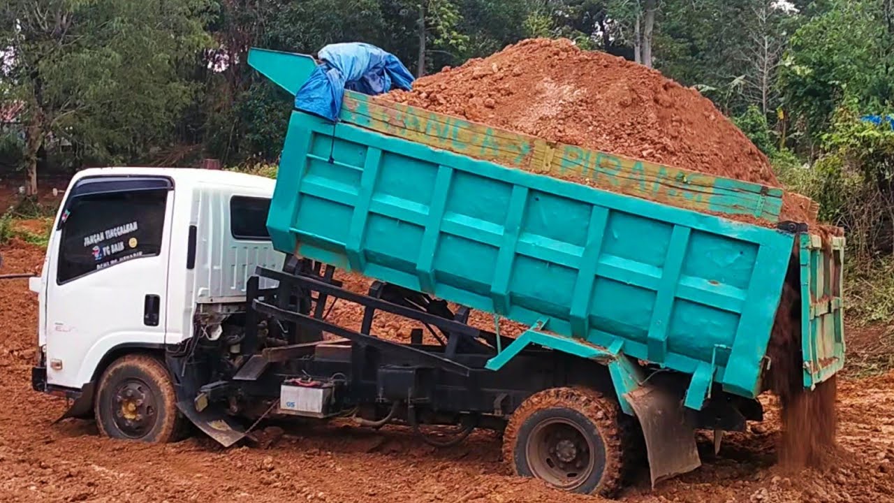 Mobil Dump Truck Isuzu NMR7 jomplang Muatan Full Menggunung - YouTube