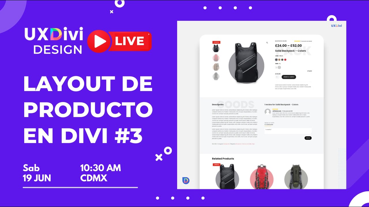 Diseño en vivo de LAYOUT DE PRODUCTO #3 con el Theme Builder de Divi ...