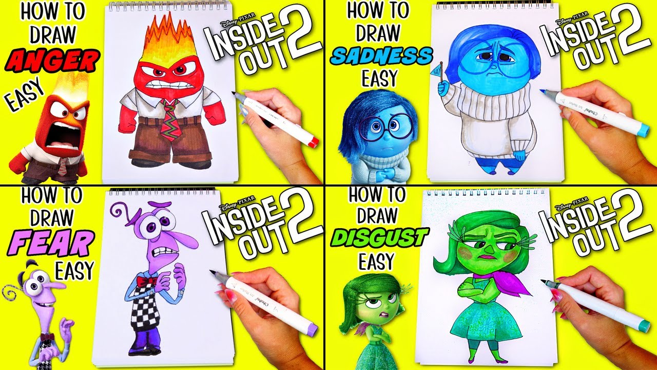 Inside Out 2 Compilation: Anger, Disgust, Fear, Sadness Art - YouTube