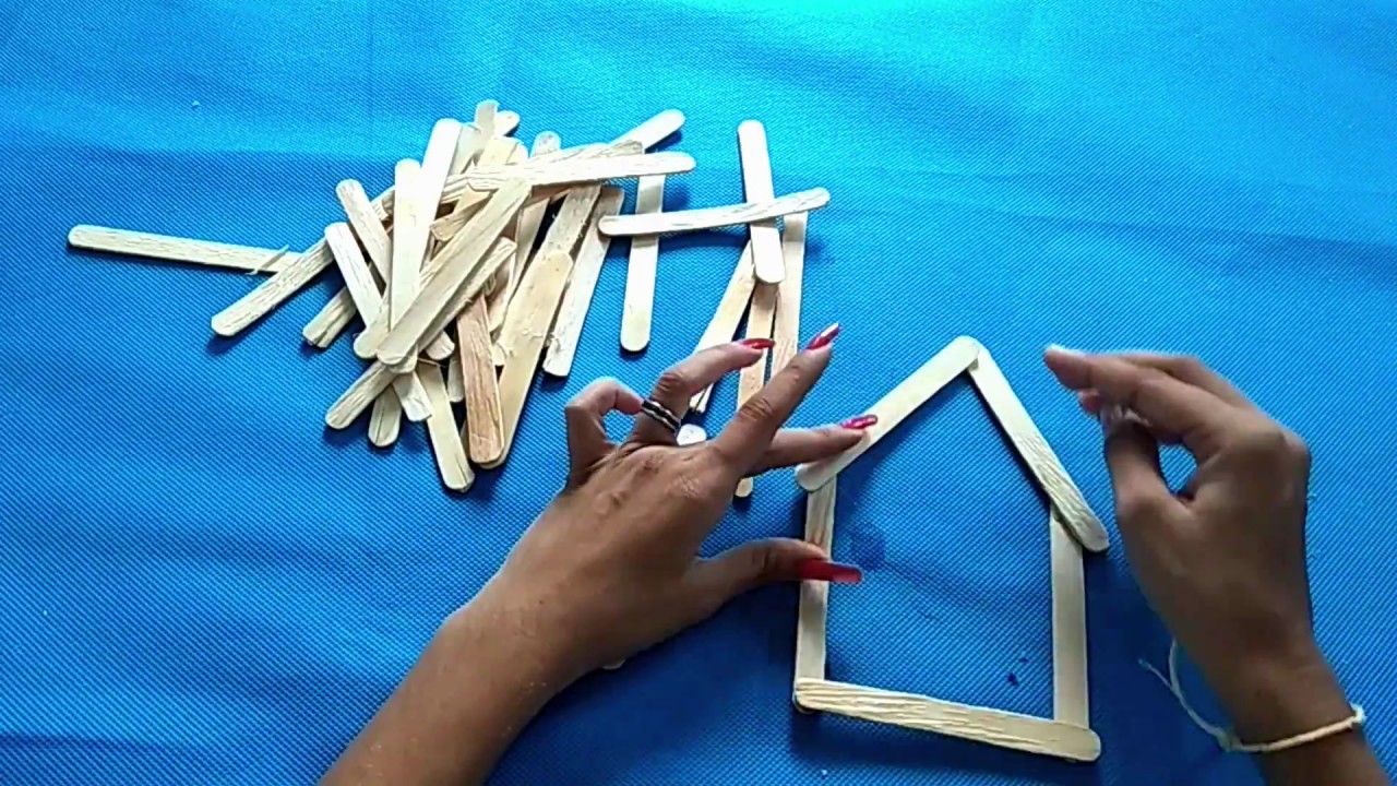 DIY at Home | How to Make ice Cream Stick With Paper Flower Showpiece ...