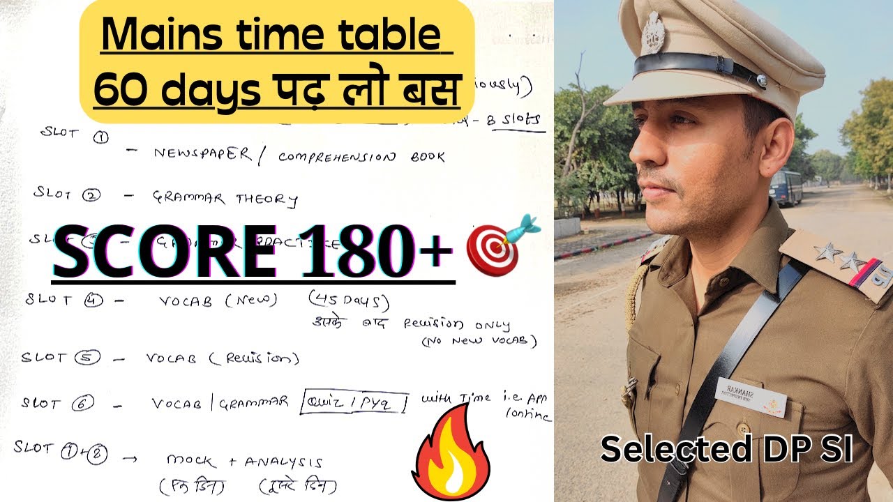 SSC CPO 2023 Mains Time Table & Study Plan | Score 180+ | Target DP SI ...