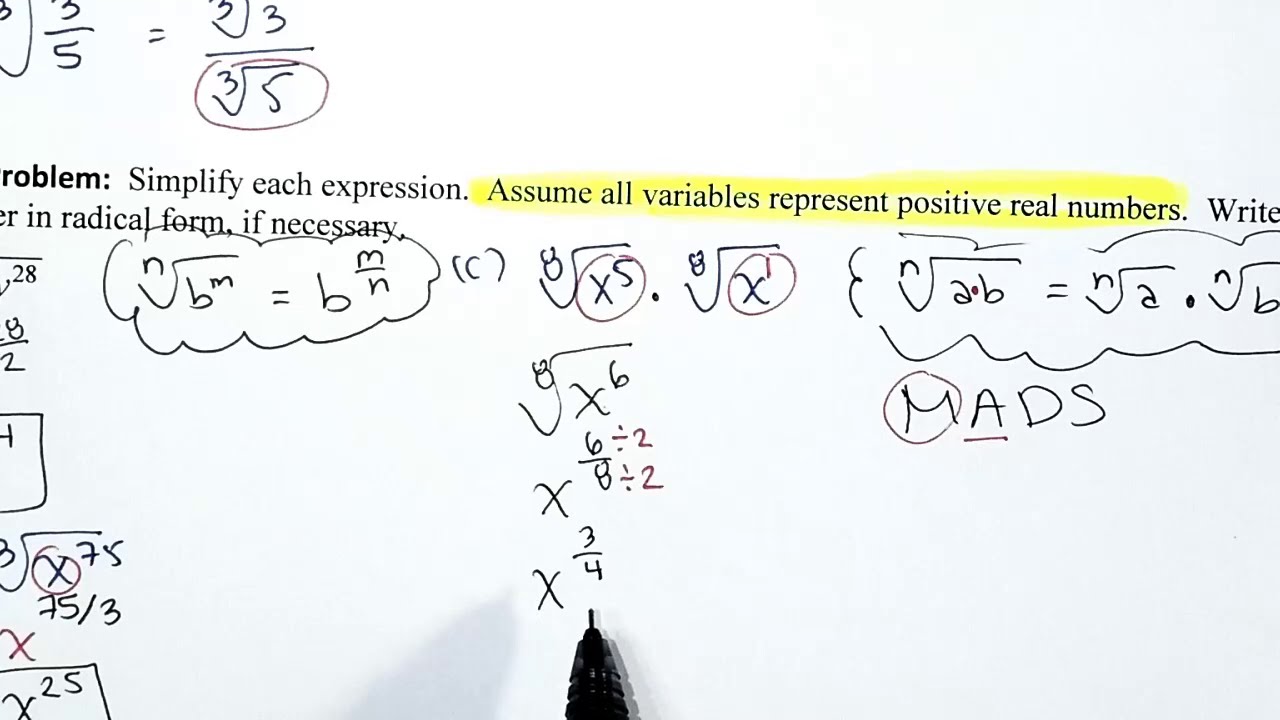 Simplifying Radicals ⁞ product rule for radicals is used ⁞ Round 1 ...