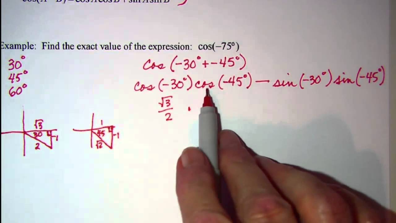 Sum and Difference Identities for Cosine 1 - YouTube