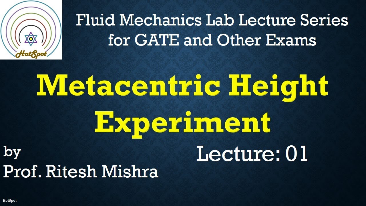 Fluid Mechanics Lab Lecture 01: Metacentric Height Experiment - YouTube