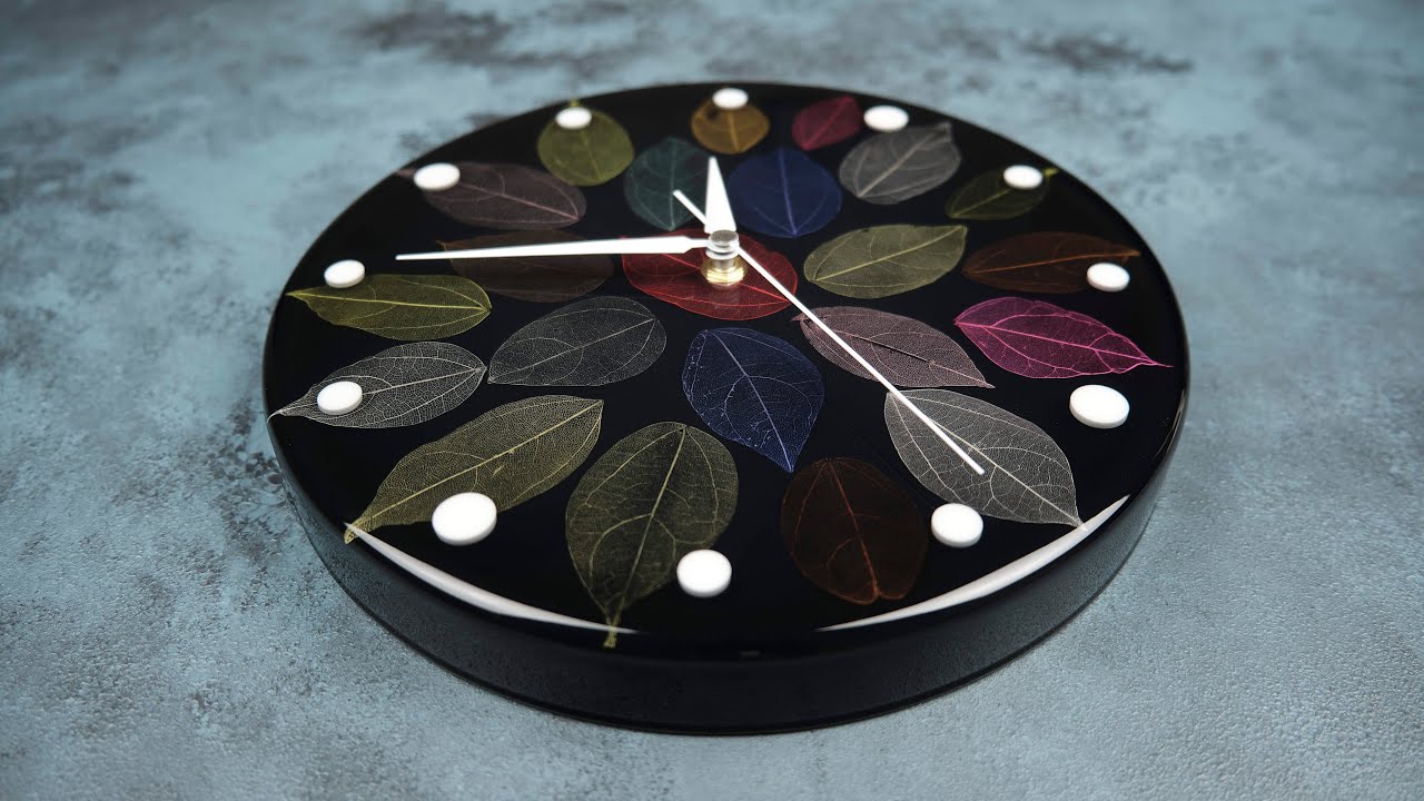 Epoxy Resin Clock with Skeleton Leaves | Resin Art - YouTube