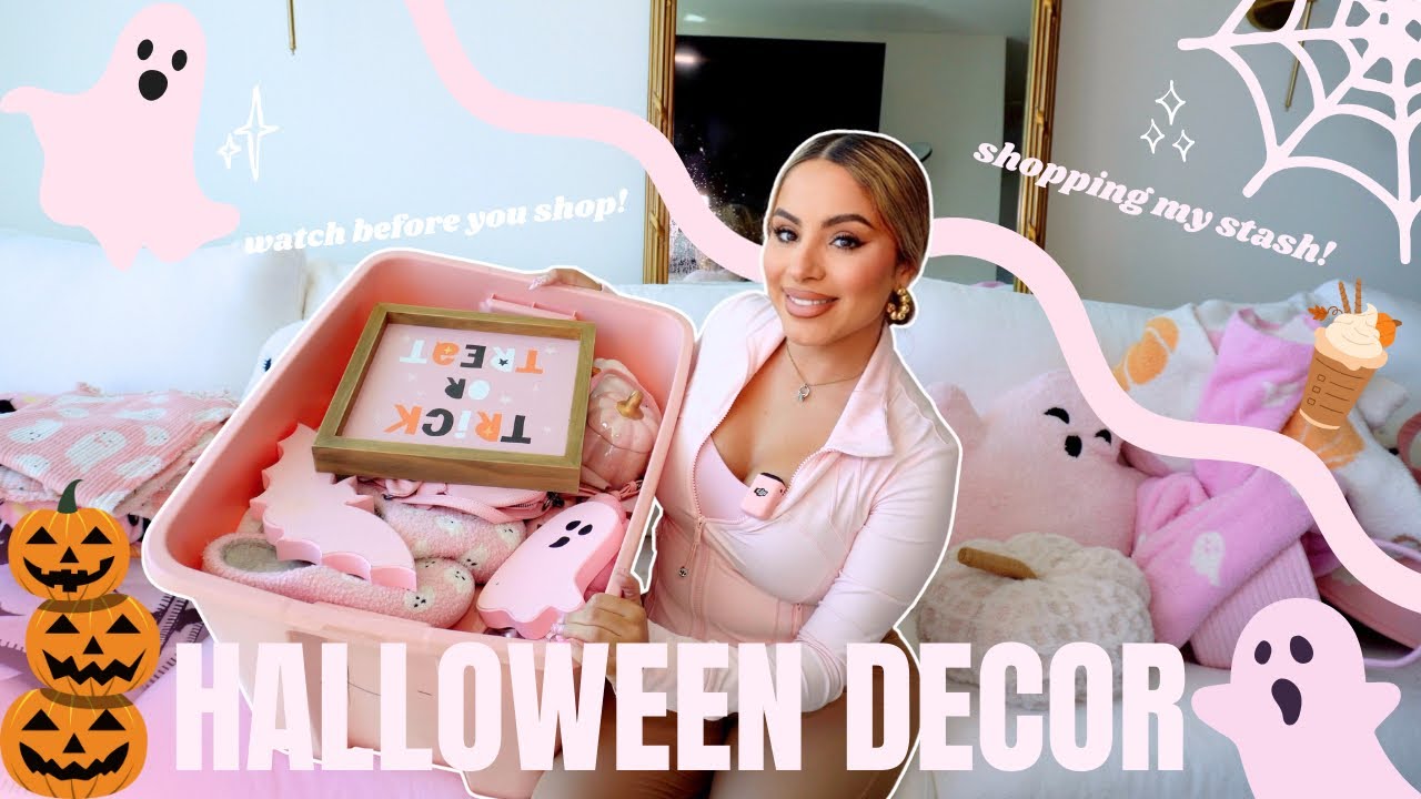Is It Too Much? 👀 Going Through My Pink Fall Halloween Decor Hoard 🎀👻 ...