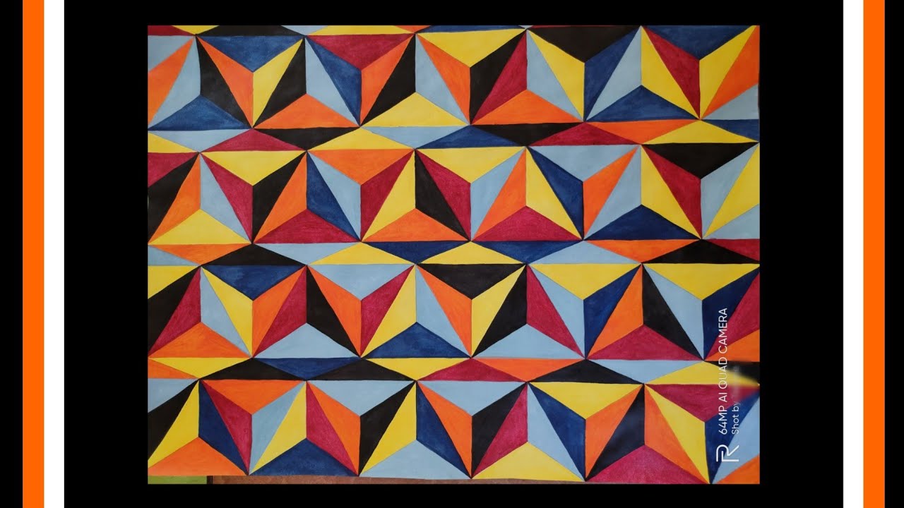 Diy Geometric abstract painting using acrylic colours | wall painting ...