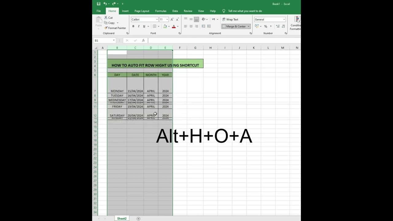 Auto Fix Row Hight Using Shortcut In Excel #excel - YouTube