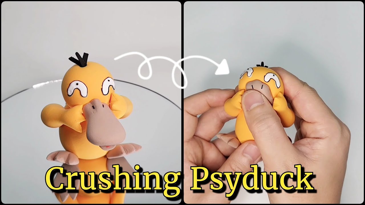 Crushing Psyduck[pokémon] Clay with ASMR || 고라파덕[포켓몬] 클레이 부수기 || 스트레스 ...