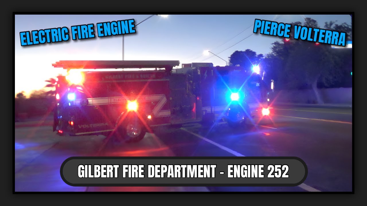 (ELECTRIC FIRE ENGINE) Engine 252 Responding Code 3 [Gilbert Fire & Rescue] - YouTube