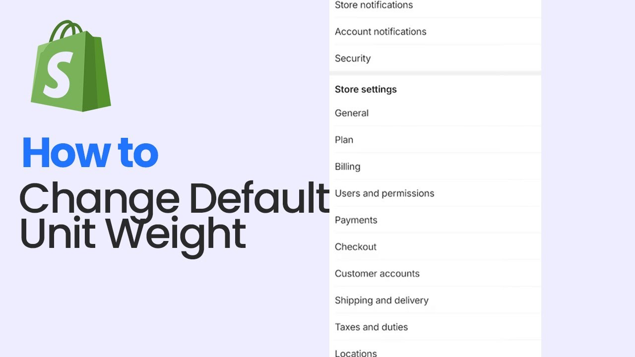 How to Change Default Weight Unit on Shopify - YouTube