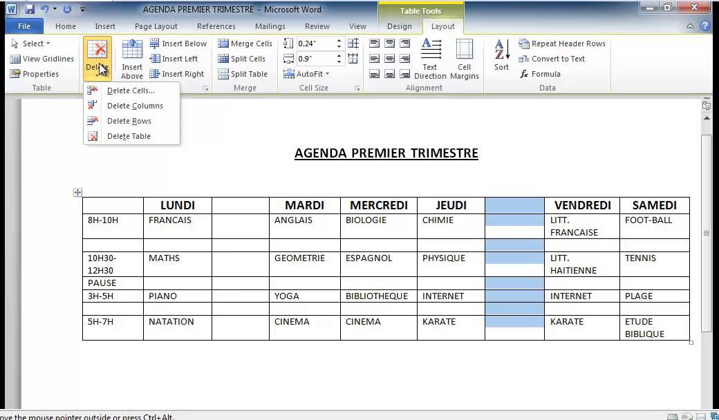 Modifier Tableau en Word 2010 - YouTube