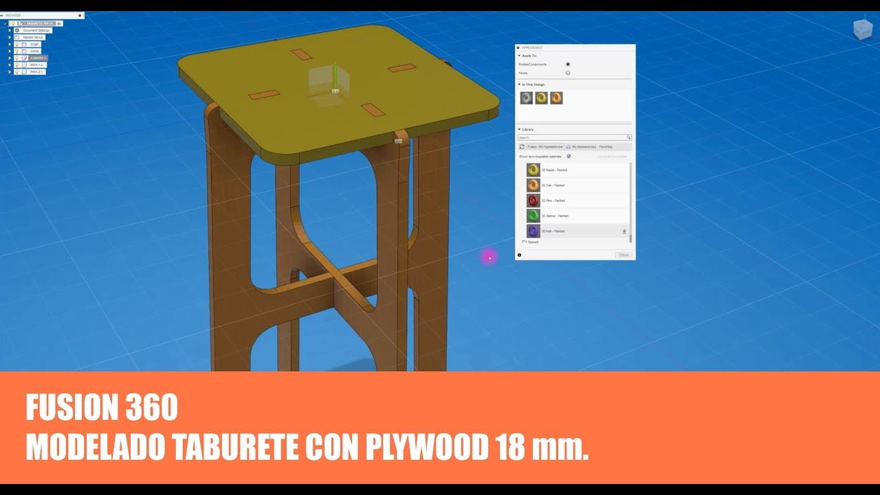 FUSION 360 #108: MODELO TABURETE PLYWOOD 18 mm. - YouTube